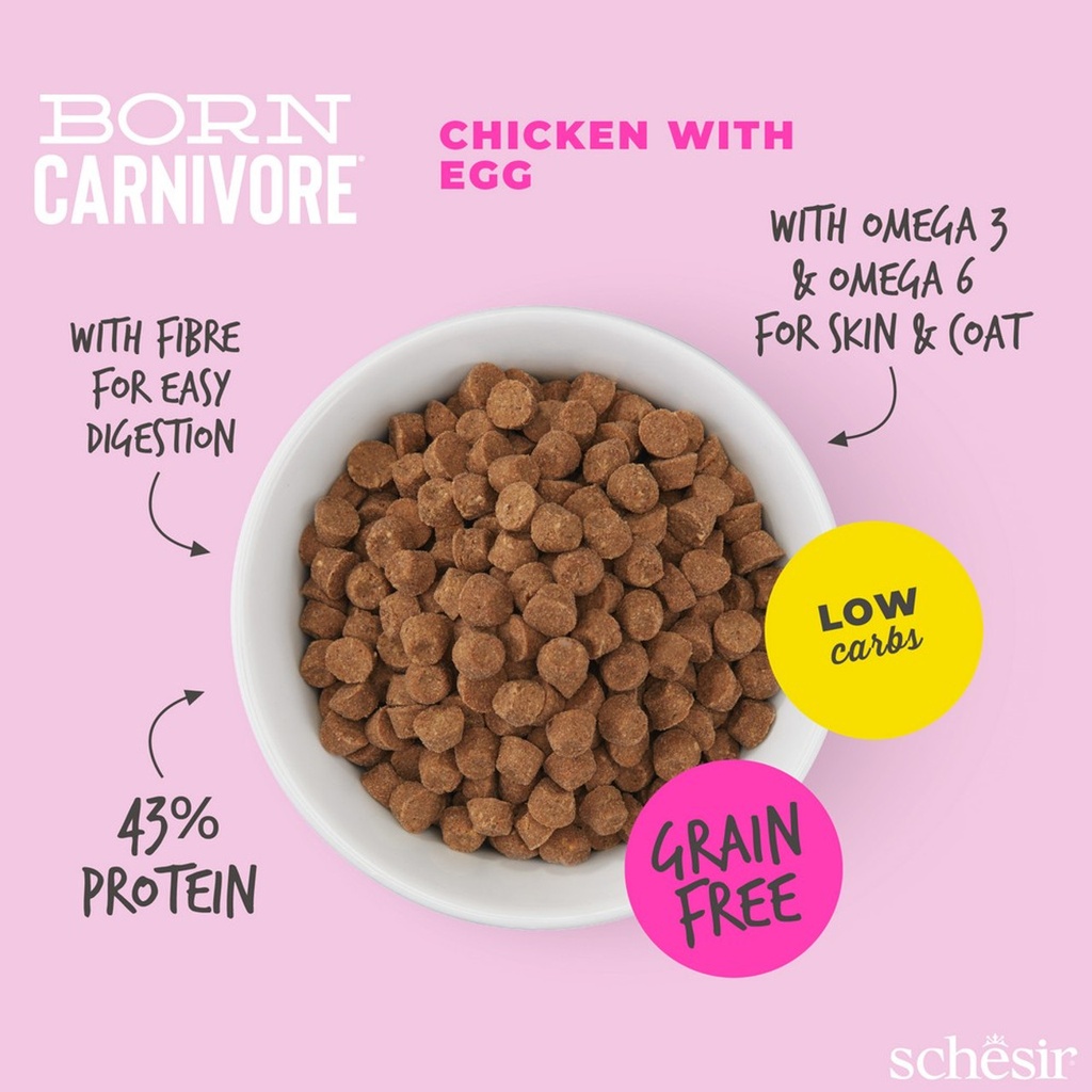 Schesir Born Carnivore Grain Free Oven Baked Dry Cat Chicken & Egg - Kitten 1.25kg | SMBG B2B ...